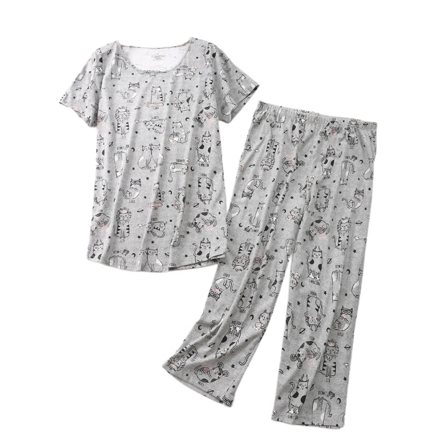 Previn Women's Cute Capri Pajama Set Cotton Cartton Printed Pjs Short ...