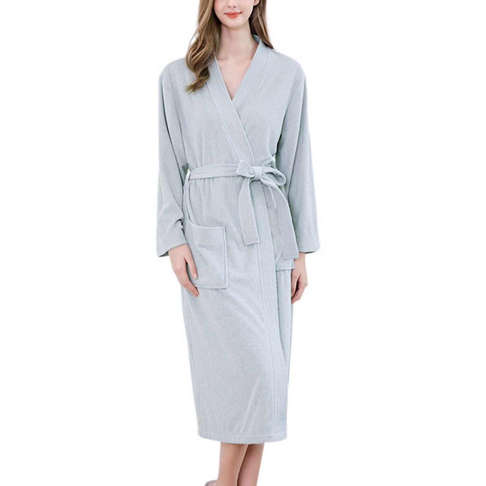 Previn Women's Long Sleeve Robe Mid-length Bathrobed Terry Cloth Comfy ...