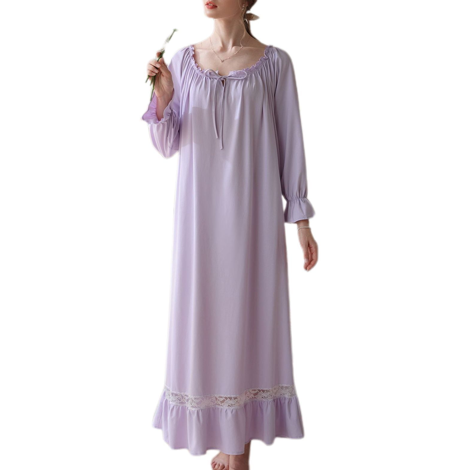 Previn Women's Long Sleeve Victorian Nightgown Summer Night Gown ...