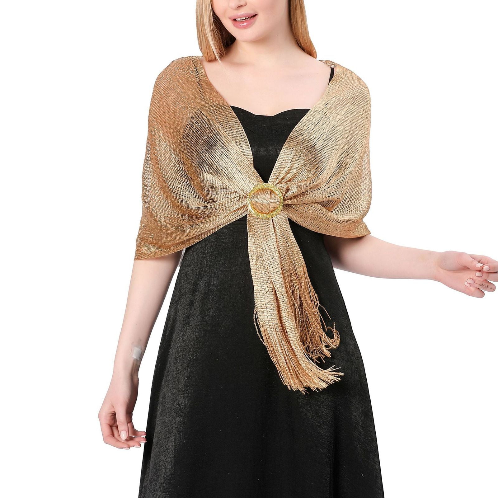 Previn Women's Metallic Wedding Shawls & Wraps Solid Scarf Sheer Soft ...