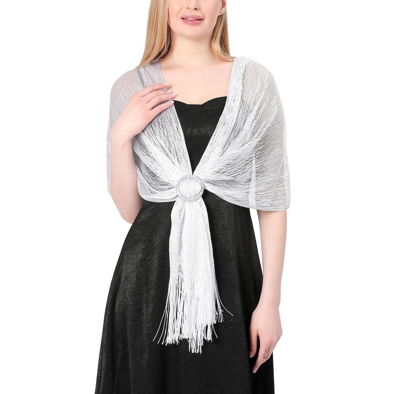 Previn Women's Metallic Wedding Shawls & Wraps Solid Scarf Sheer Soft ...
