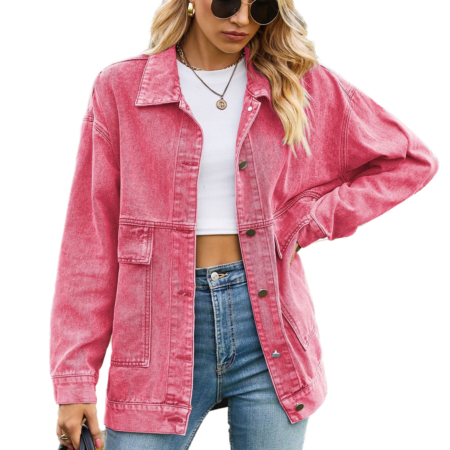 Previn Women's Soft Jean Jacket Denim Long Sleeve Western Classic Fall ...