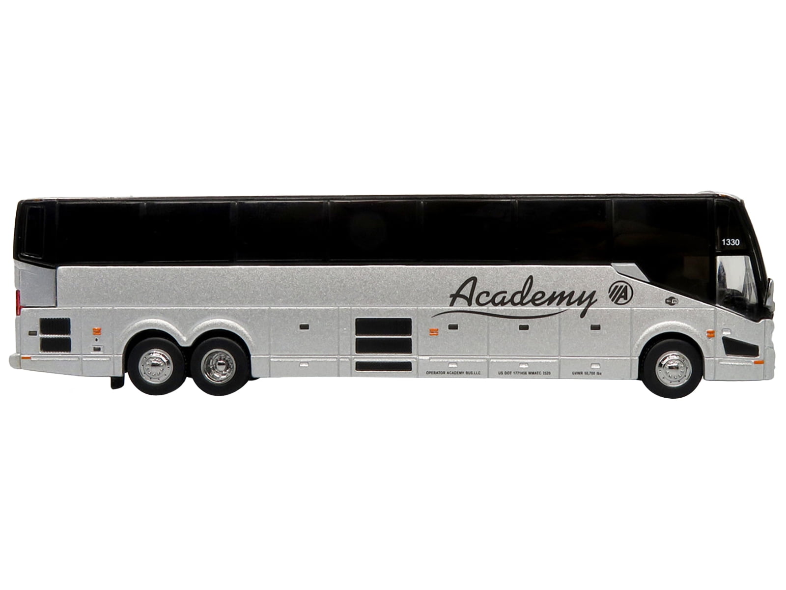 Prevost H3-45 Coach Bus "Academy Bus Lines" Silver Metallic Limited ...