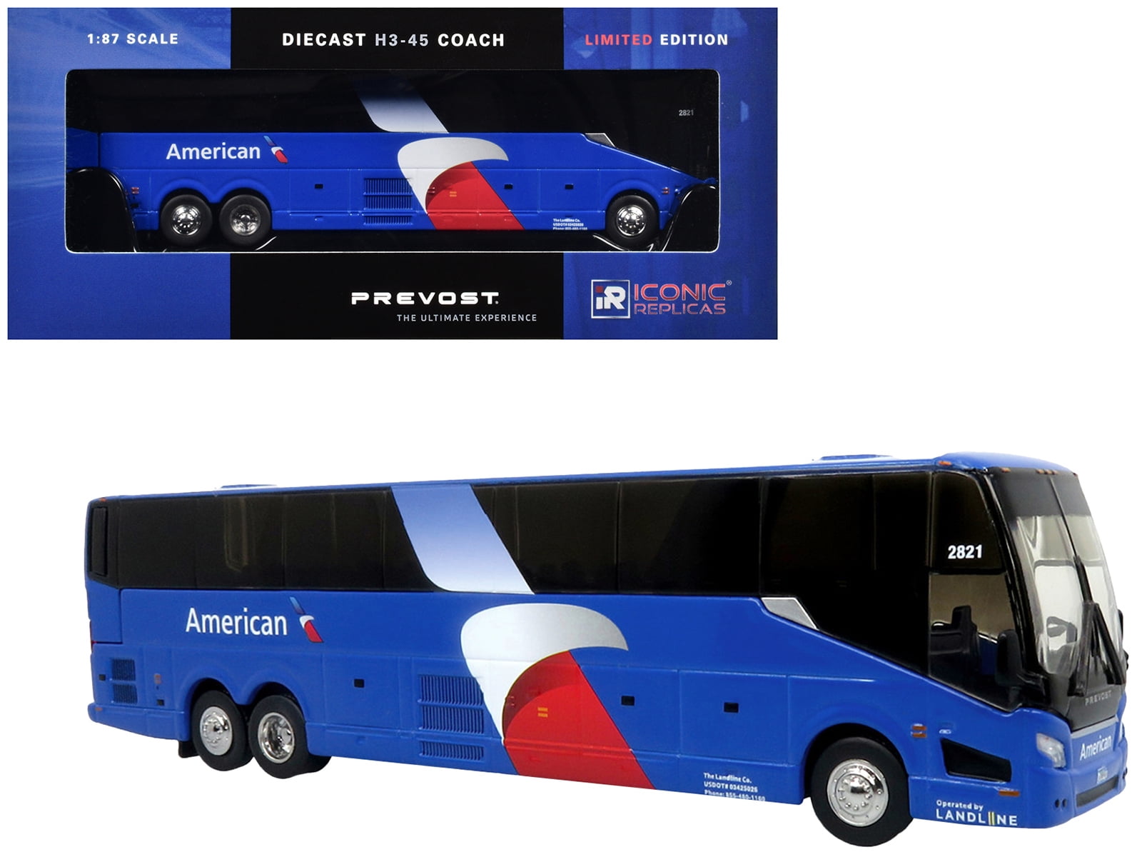Prevost H3-45 Coach Bus "American Airlines Landline" Blue with Graphics ...