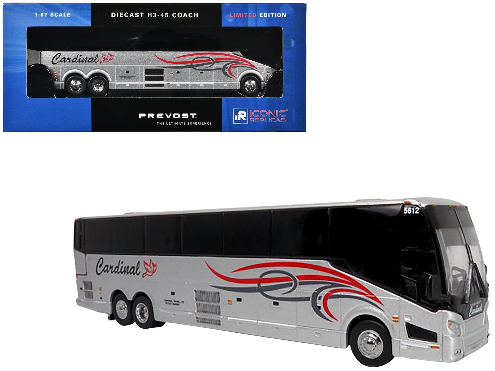 Prevost H3-45 Coach Bus "Cardinal Transportation" Silver Metallic with ...