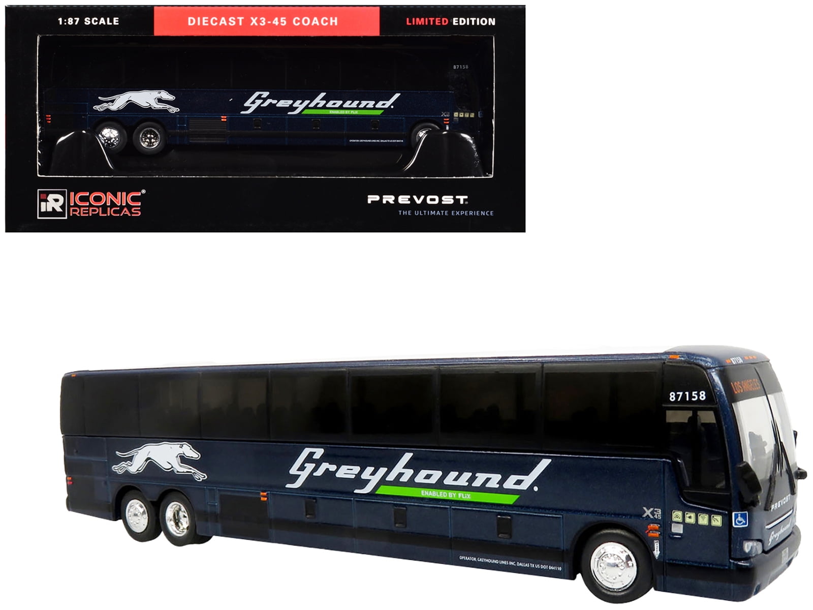 Prevost X3-45 Coach Bus "Greyhound Enabled by FlixBus" Blue Metallic ...