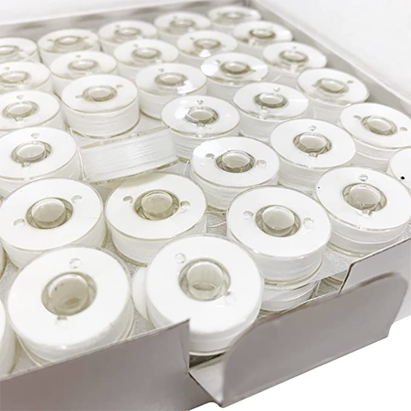 Prewound Plastic Sided 75D/2(60WT) White Embroidery Bobbins-Style L ...