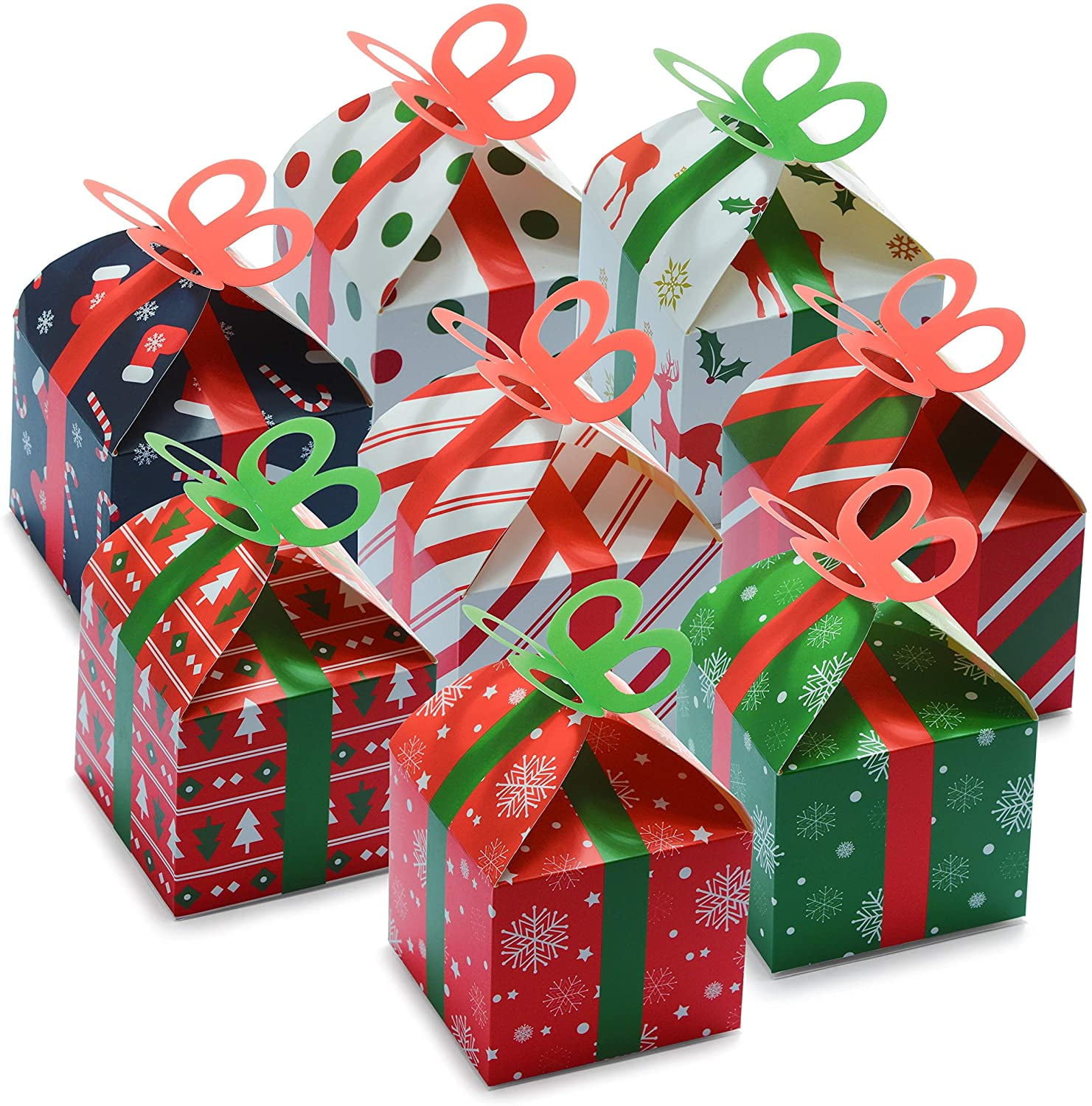 Prextex 24 Assorted 3D Christmas Gift Boxes Holiday Goodie Paper Boxes ...