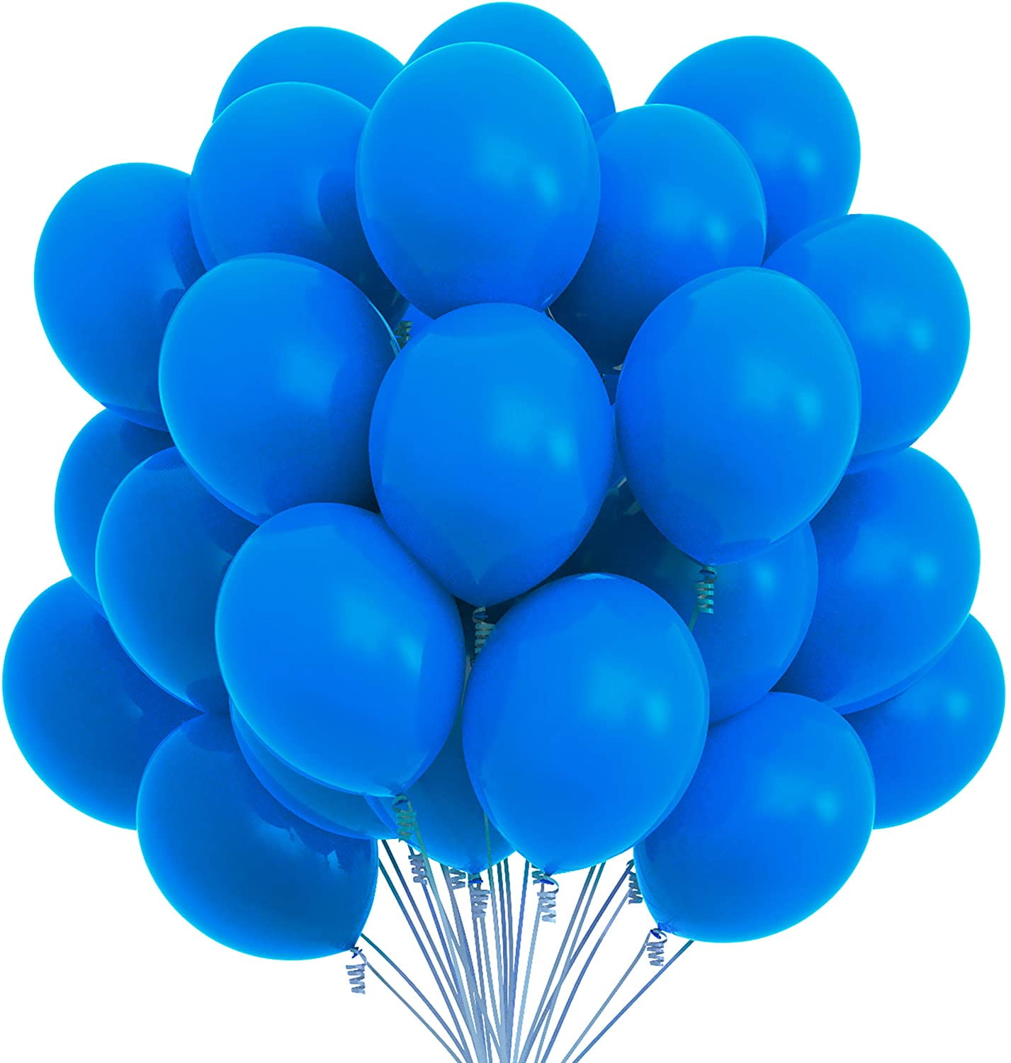 Prextex 75 Blue Party Balloons, 12 Inch with Ribbons, Helium Quality ...