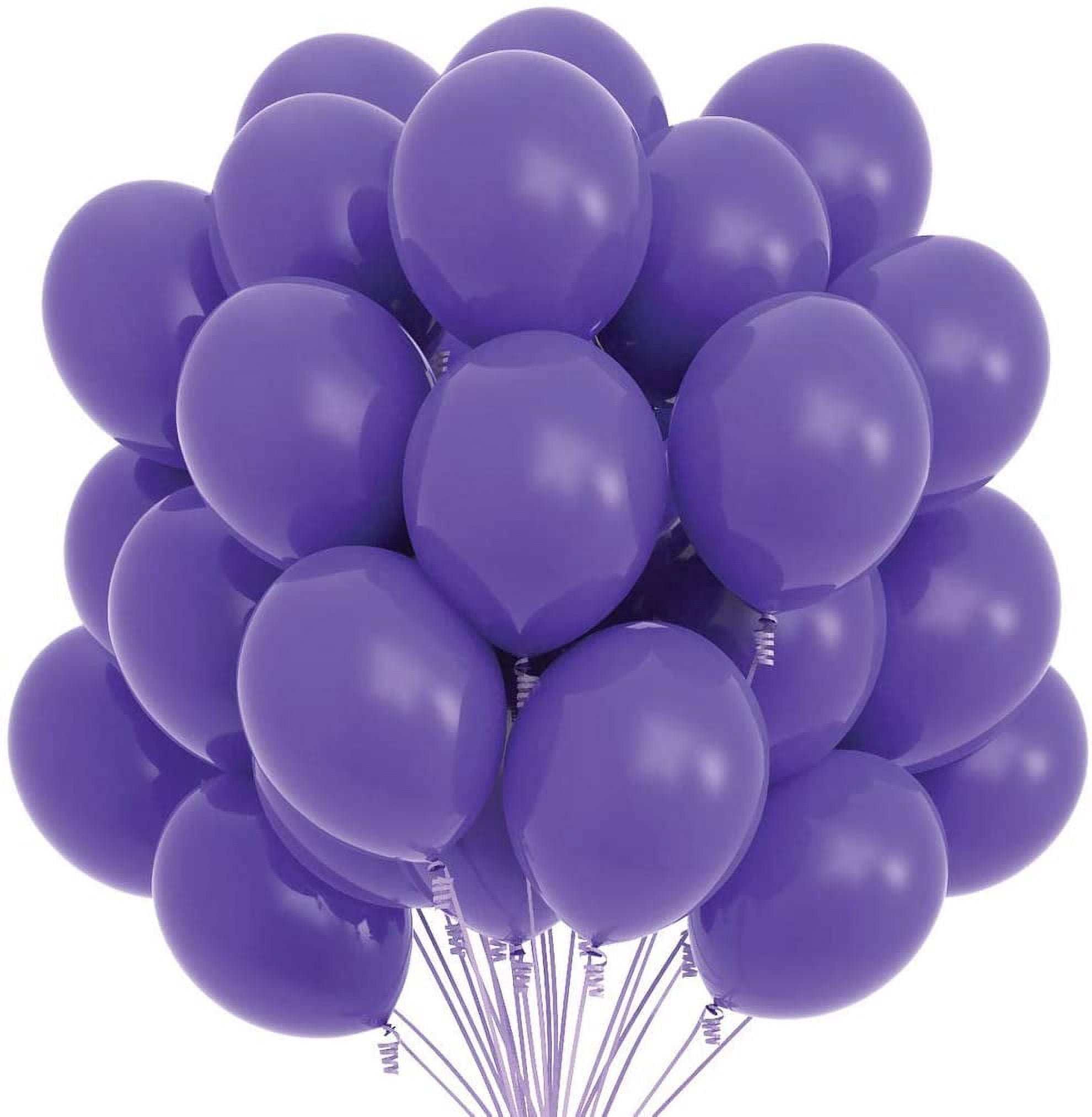 Prextex 75 Purple Party Balloons 12 Inch Purple Balloons with Matching ...