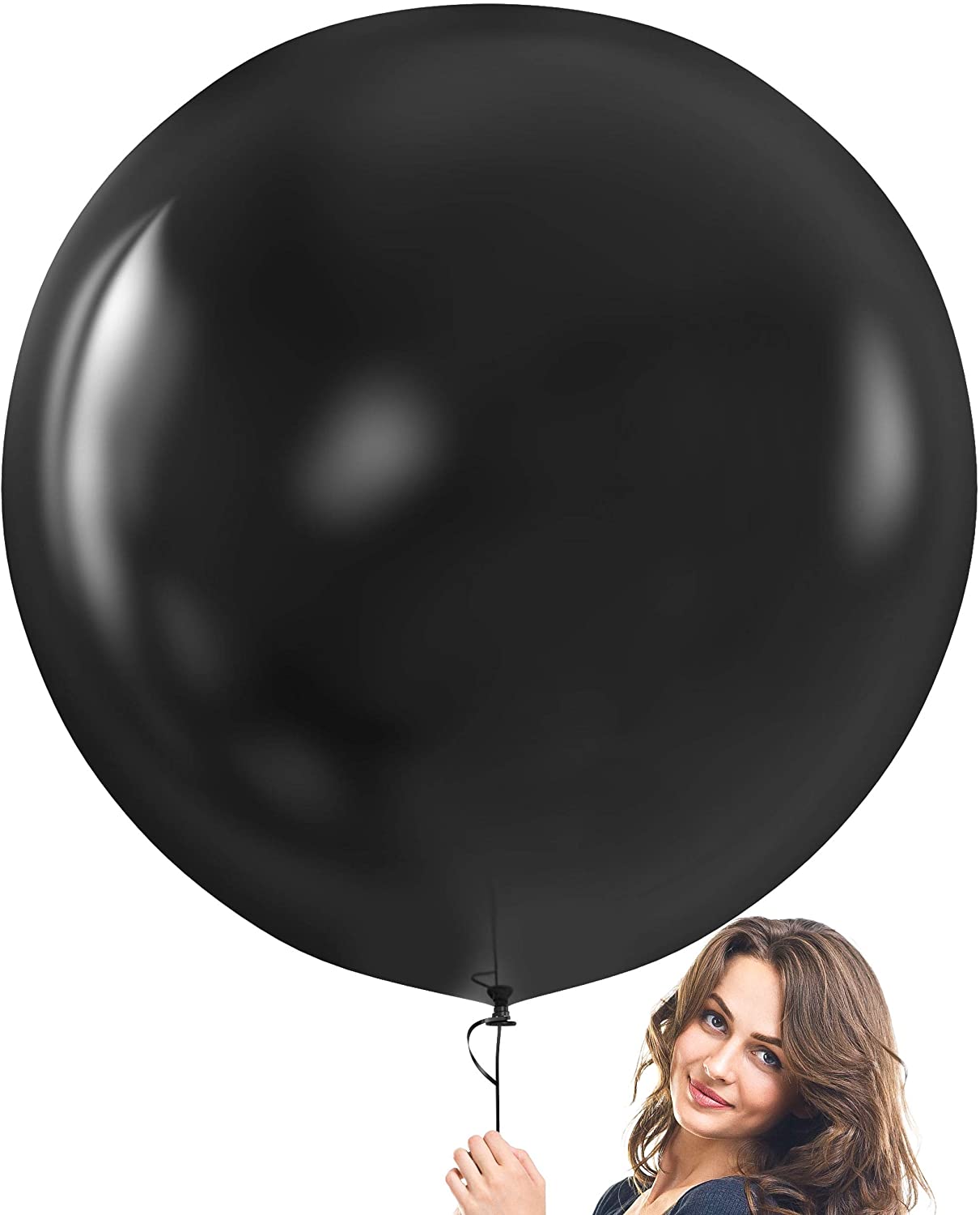 Latex Round Giant Balloons, 36 in, Phantom Black, 6ct - Walmart.com