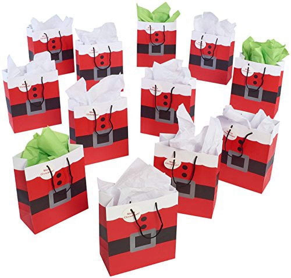 Prextex Santa Claus Suit Medium Xmas Gift Bags - 12pc Pack with Handles ...
