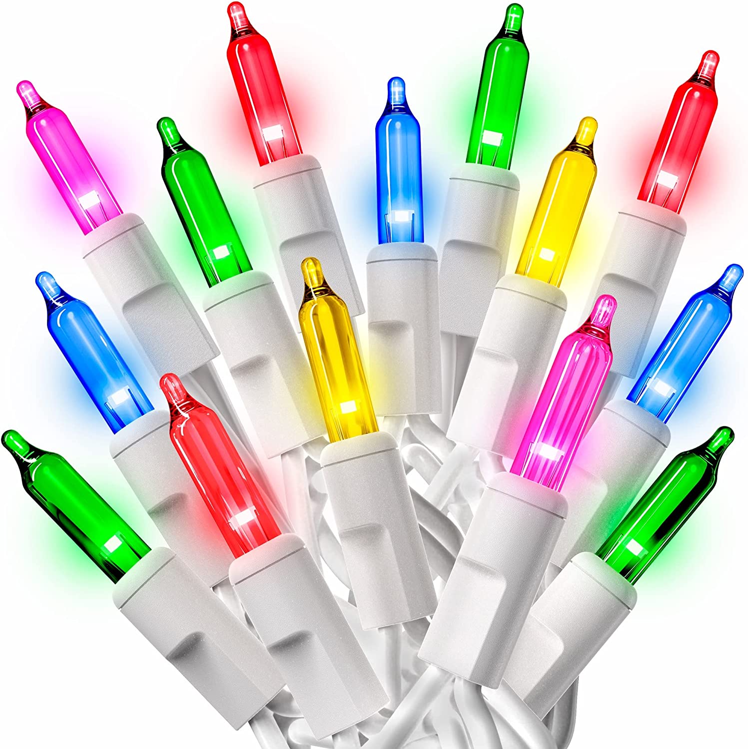 Prextex Christmas Lights (20 Feet, 100 Lights) - Clear White Christmas ...