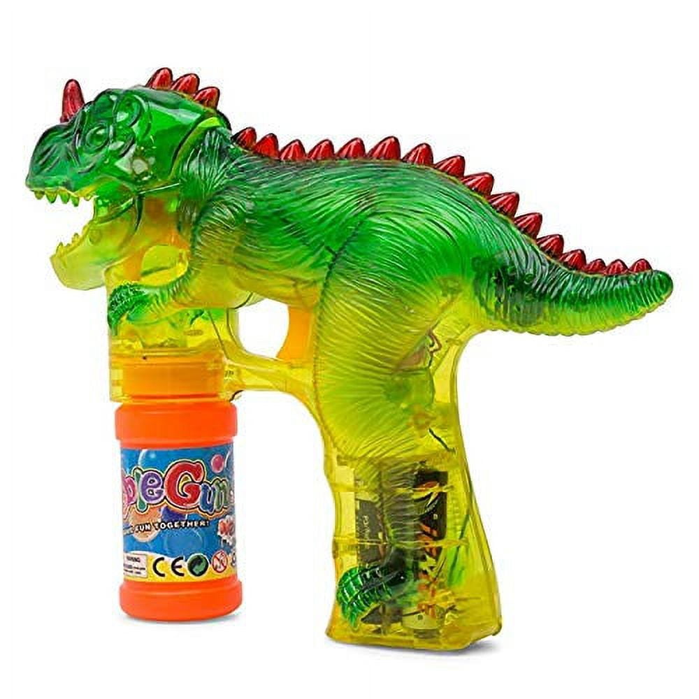 Prextex Dinosaur Bubble Gun Shooter Light Up Bubbles Blower with LED ...