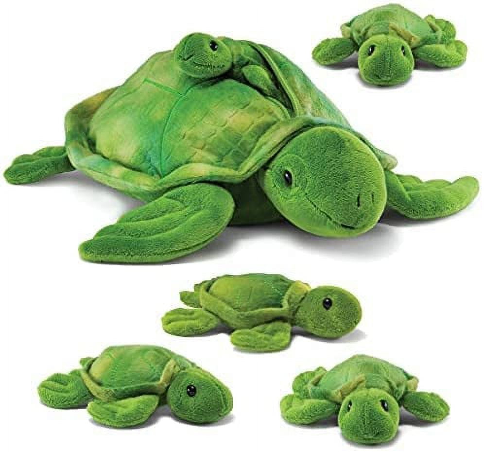 Prextex Plush Turtle Playset with 3 Little Turtles, Stuffed Animal ...