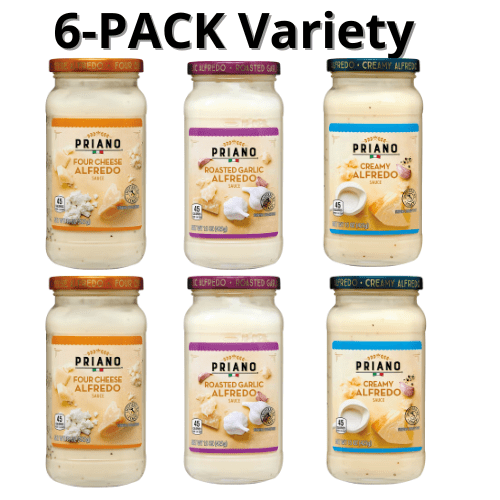 Priano Alfredo Four Cheese, Creamy,Roasted Garlic Sauce Variety 6-Pack ...