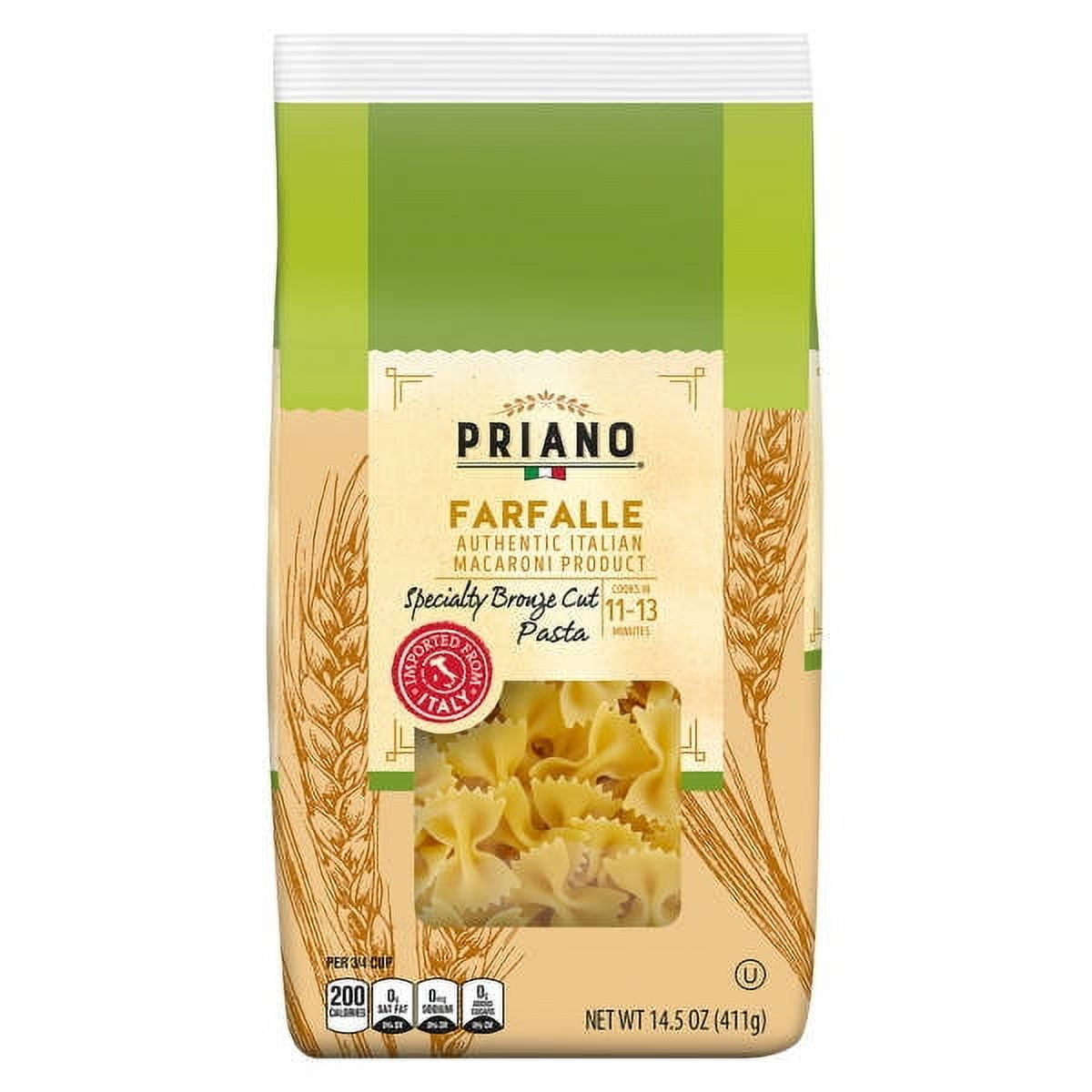 Priano Bronze Cut Farfalle Pasta, 14.5 oz - Walmart.com