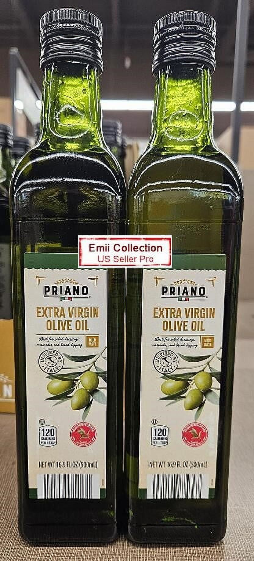 Priano Extra Virgin Olive Oil Mild Taste 16.9fl oz 500ml (2 Bottles ...