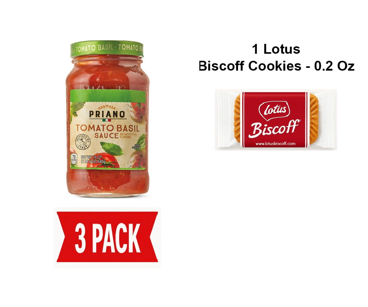 Priano Tomato Basil Sauce, 24 oz - Pack of 3 & Lotus Biscoff Cookie - 0.2 Oz - 1 ct - Walmart.com