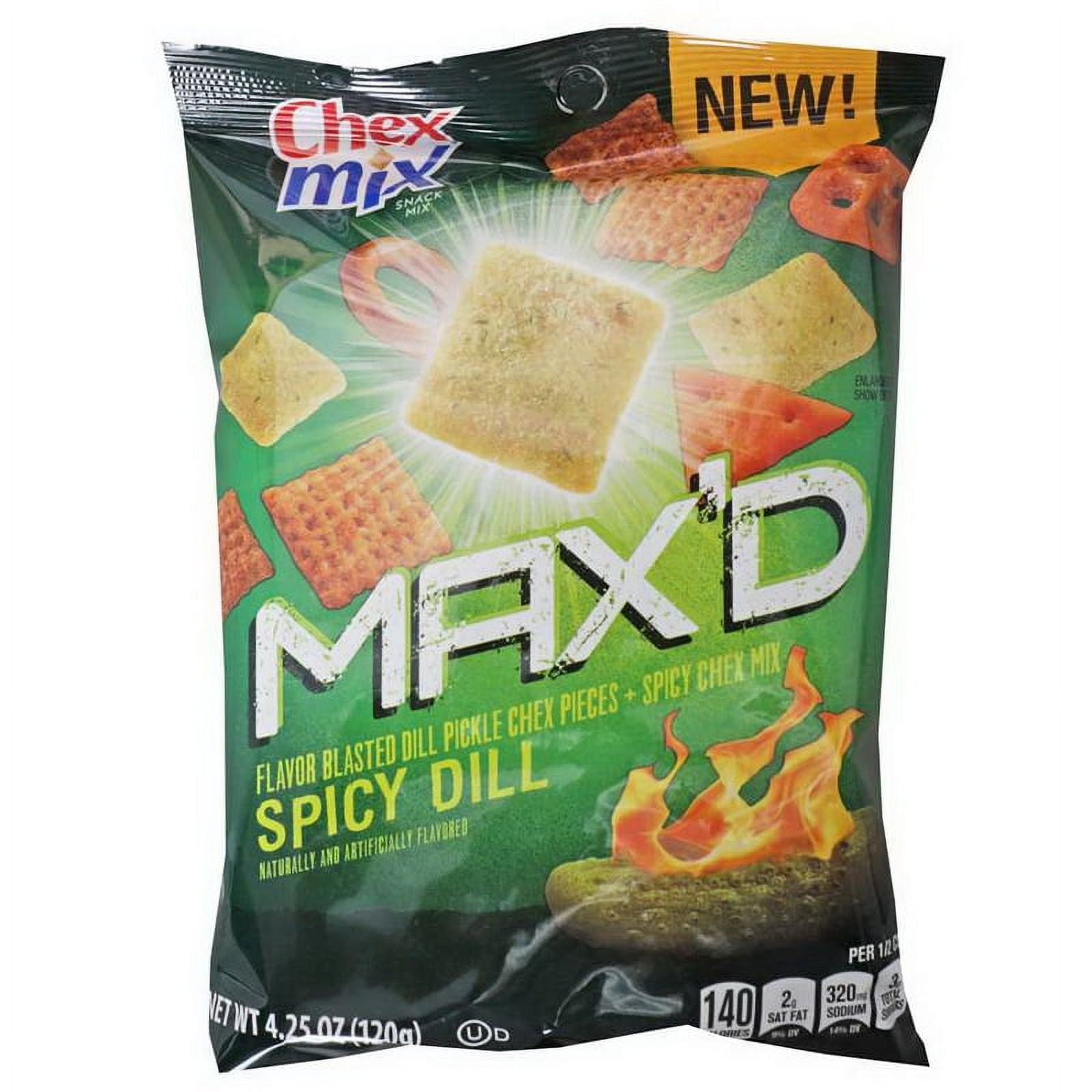 Chex Mix Max'D Spicy Dill Snack Mix, 4.25 oz (8 Ct Case) - Walmart.com