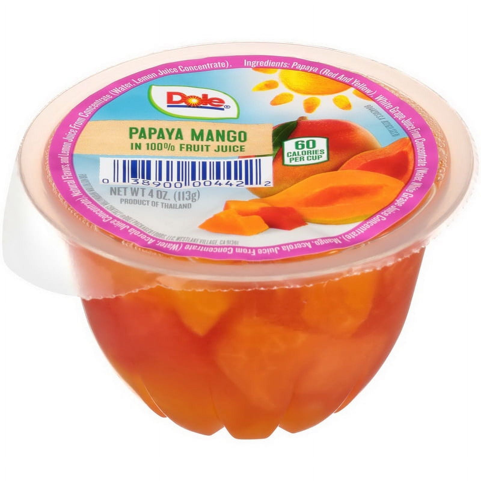 Dole Premium Papaya Mango in 100% Fruit Juice, 36-4 Ounce Cups per Case ...