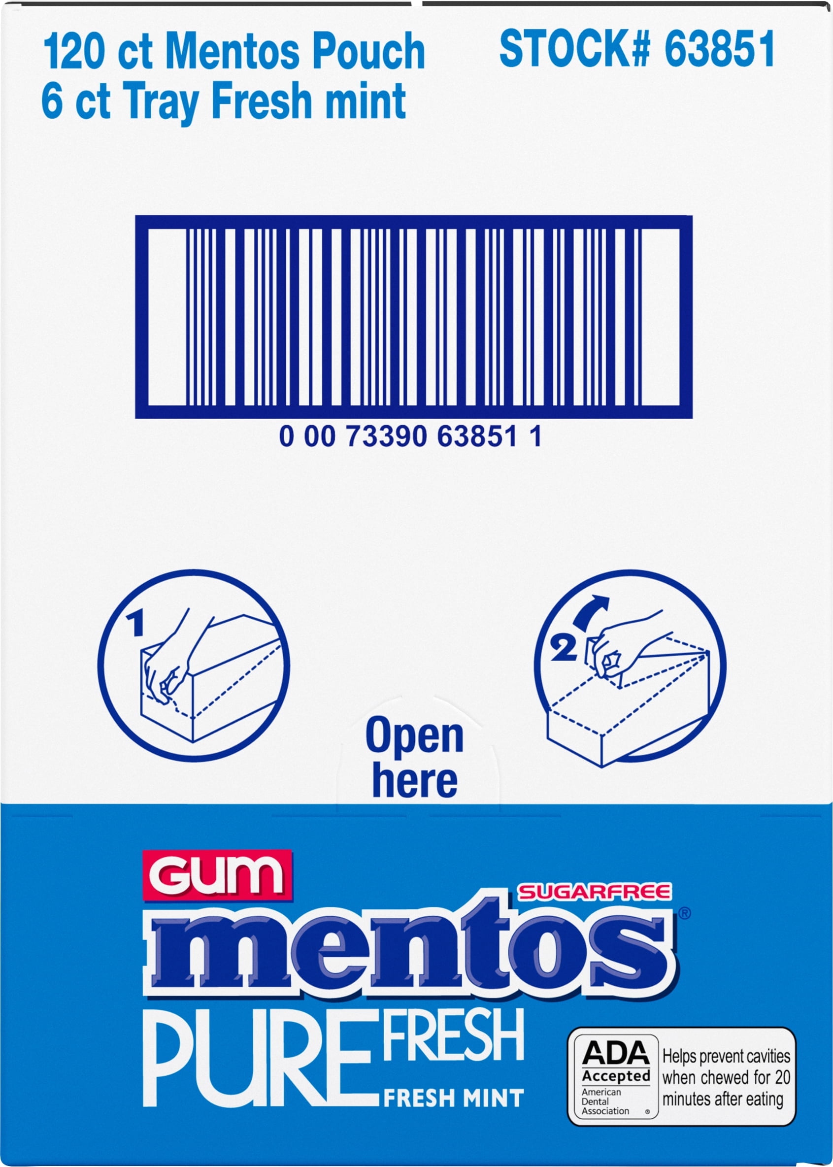 (Price/Case)Mentos Gum Fresh Mint Pouch, 120 Piece, 6 per case ...