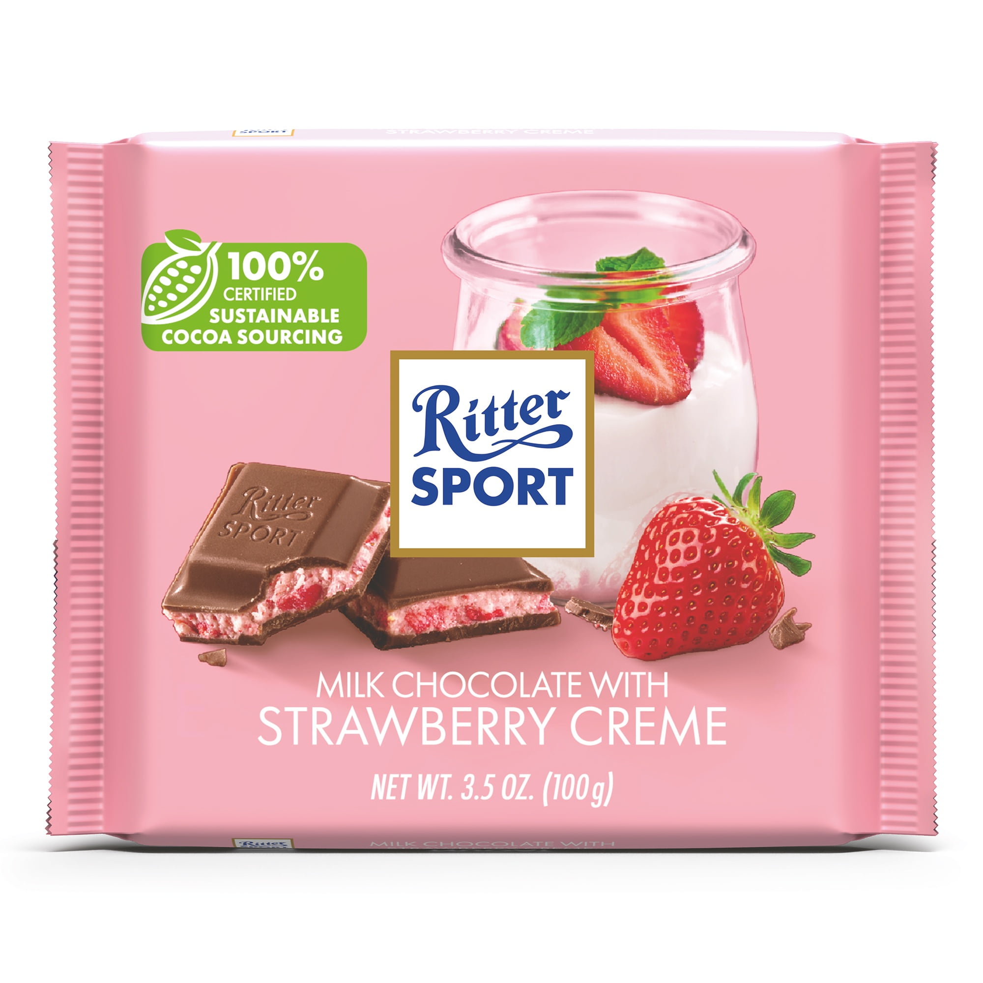 Ritter Sport Milk Chooclate Candy Bar with Strawberry Crème filling ...