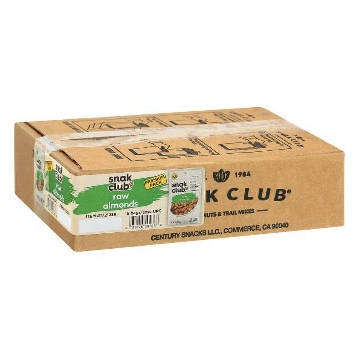 (Price/Case)Snak Club Century Snacks Raw Almonds, 2.75 Ounce, 6 per ...