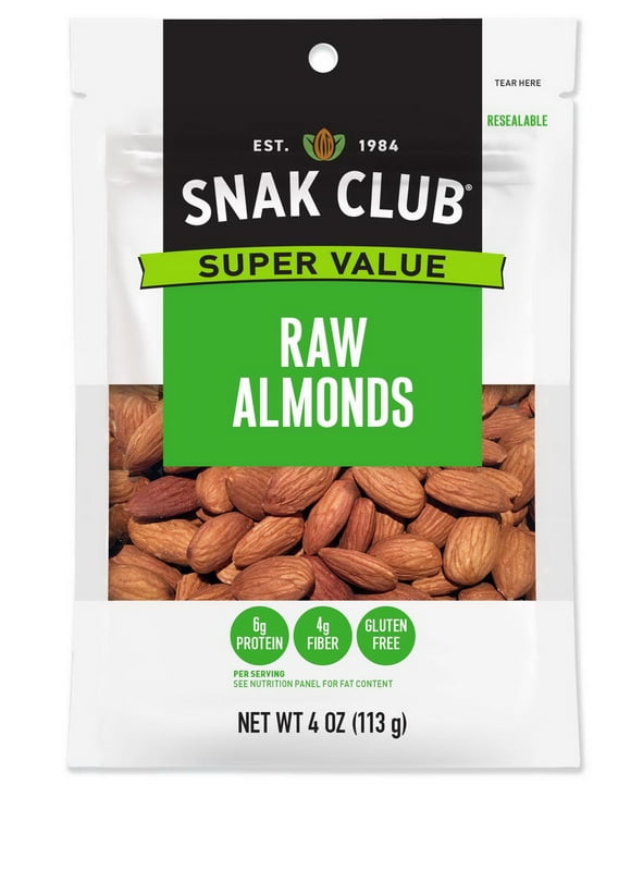 (Price/Case)Snak Club Century Snacks Raw Almonds, 4 Ounces, 6 per case ...
