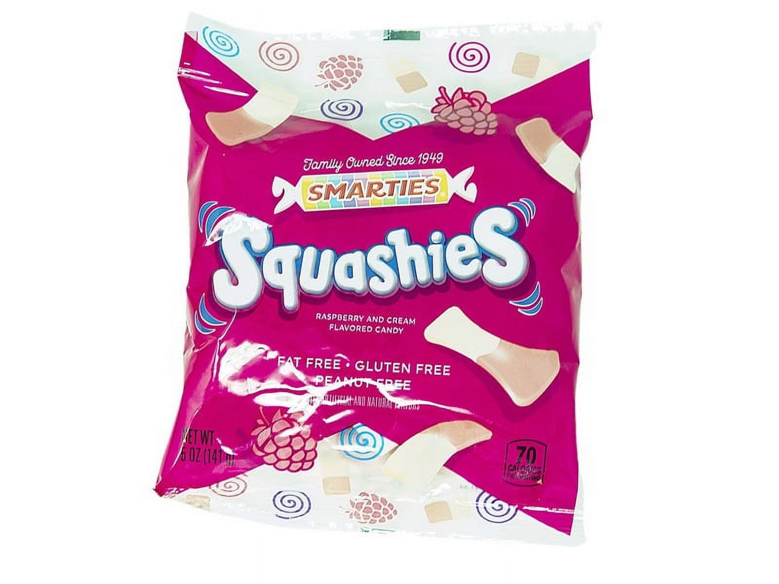 Squashies Smarties Raspberry Cream Candy, 12/5oz Case, Soft Chewy ...