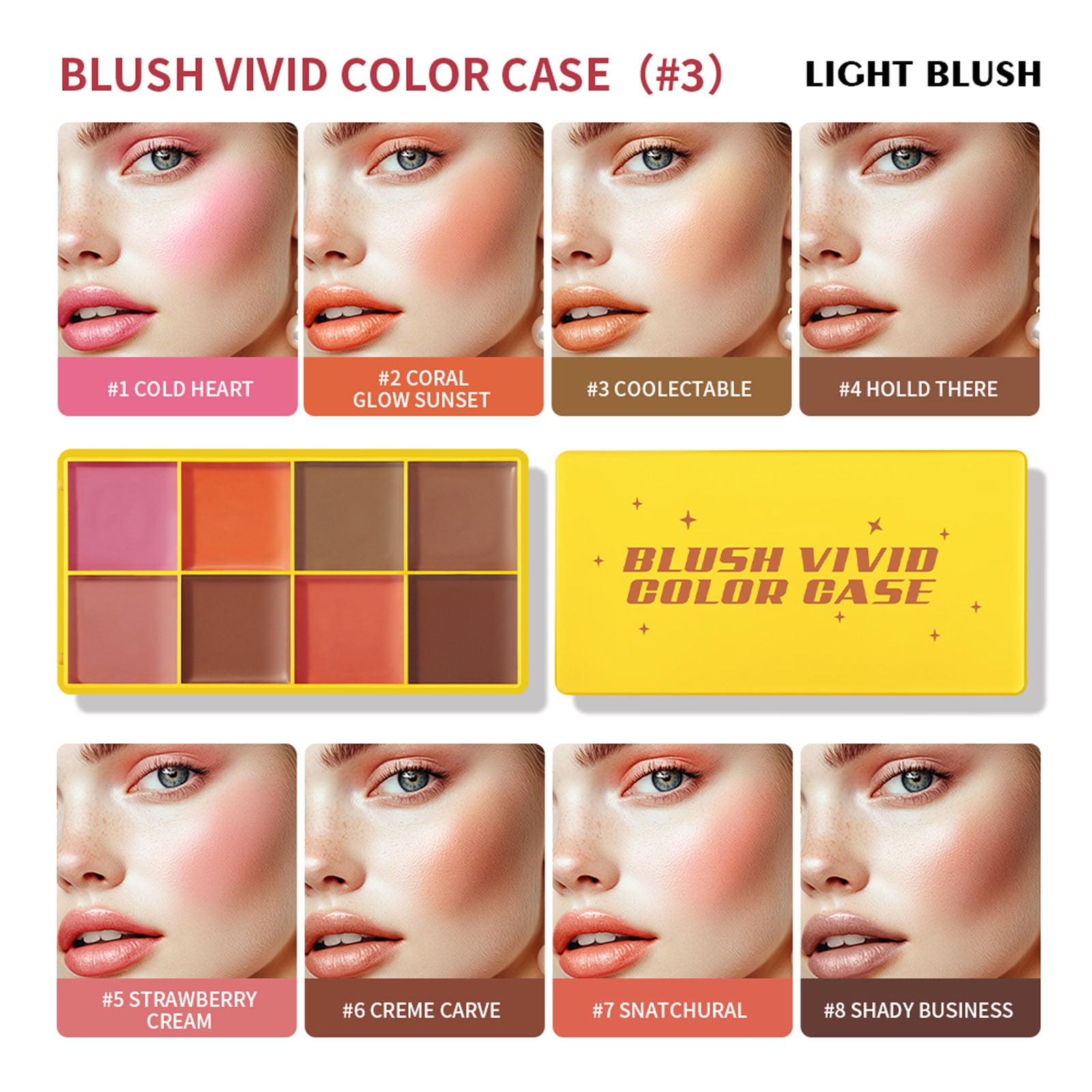 Price Drop! 8 Color Cream Highlighter Blush Set, Glowy Finish Makeup ...