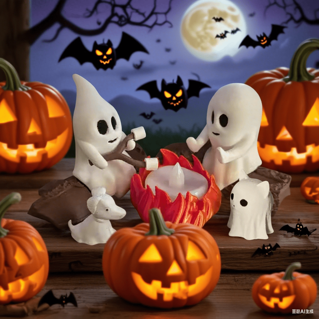 Price Drop Ghost Camp Fire Gathering, Funny Ghosts Campfire Flickering Figurine Set, Cute Ghosts ...