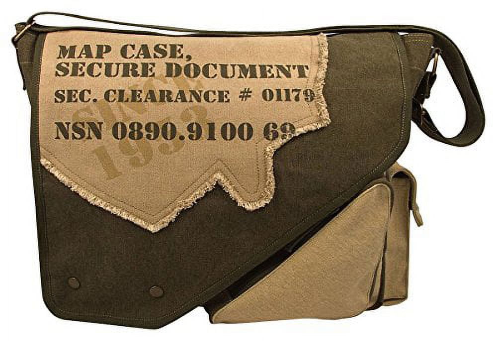Rothco Vintage Canvas Two-Tone Imprinted Map Bag, Olive Drab / Tan ...