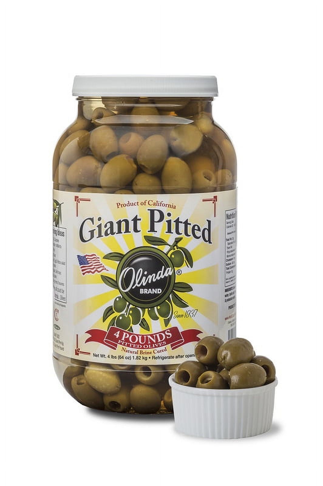 Olinda California Queen Pitted Olives, 140/160 Count, 1 Gallon Jar, 4 ...