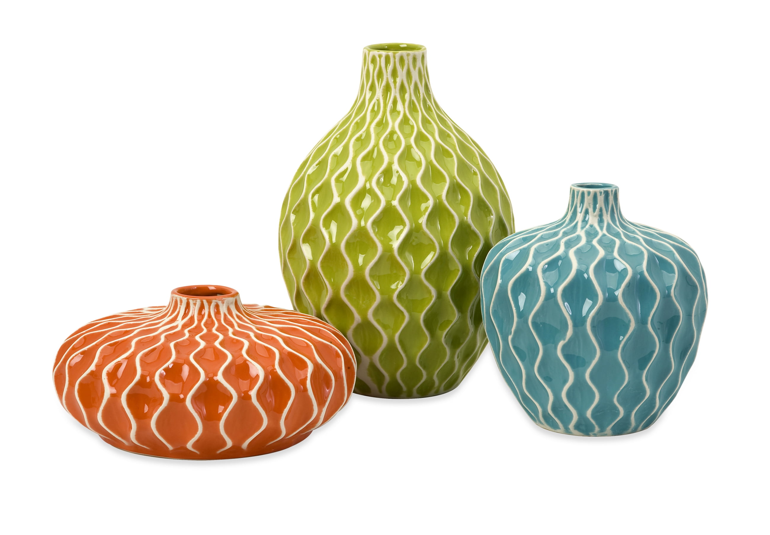 Pricelessly Colorful Set of 3 Agatha Ceramic Vases - Walmart.com