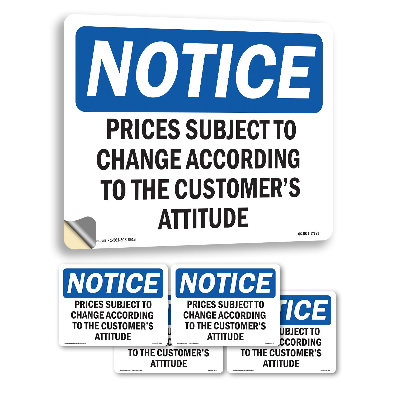 Prices Subject To Change According To The OSHA Notice Vinyl Decal Label ...