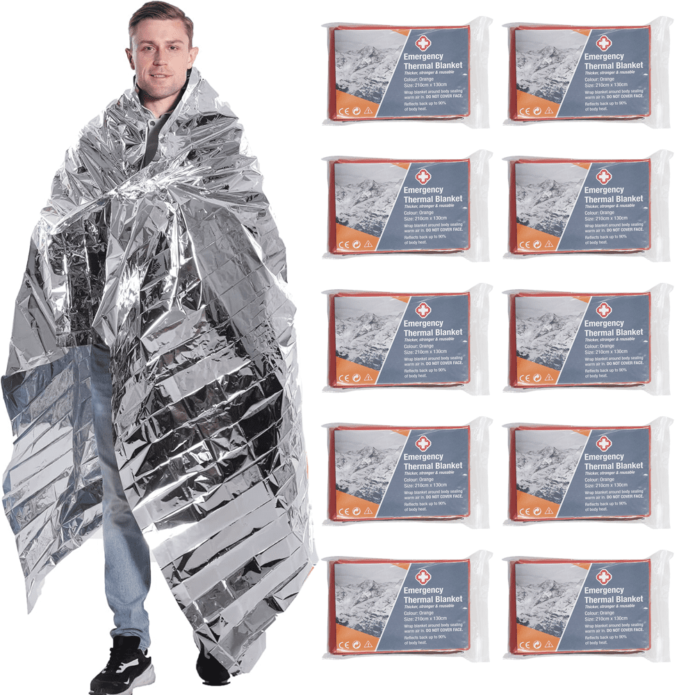 Prichor Emergency Blankets Mylar Thermal Blanket,(10 Pack) of Gigantic ...