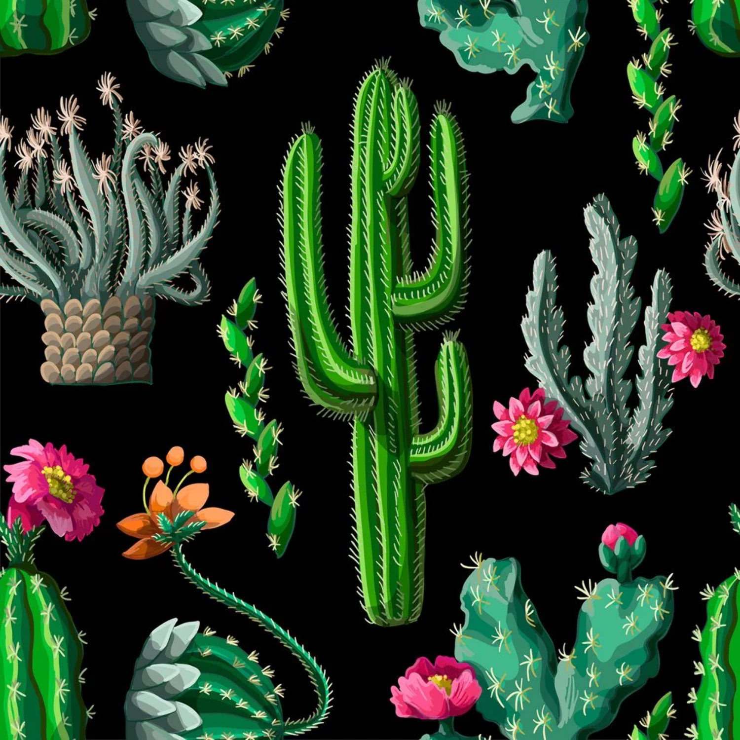 Prickly Cactus Cotton Fabric - Walmart.com