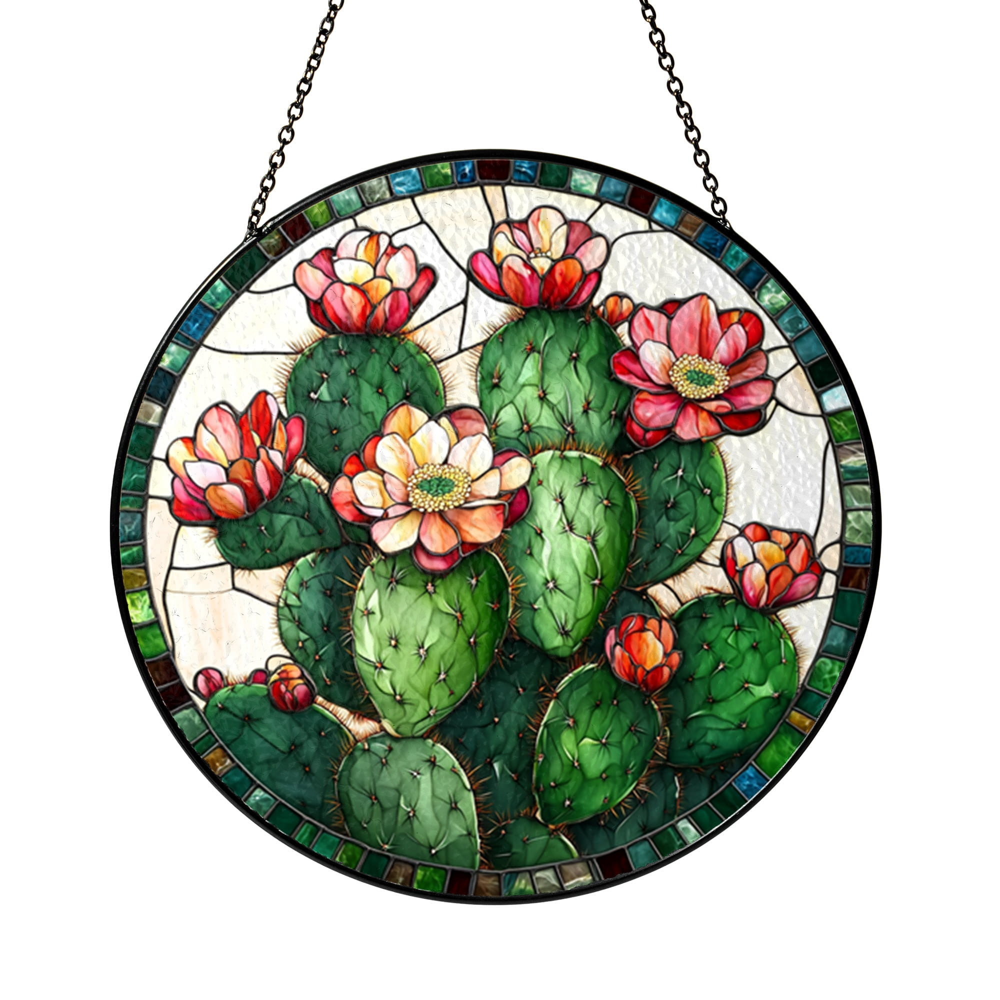 Prickly Pear Faux Stained Glass Window Hanging - Walmart.com