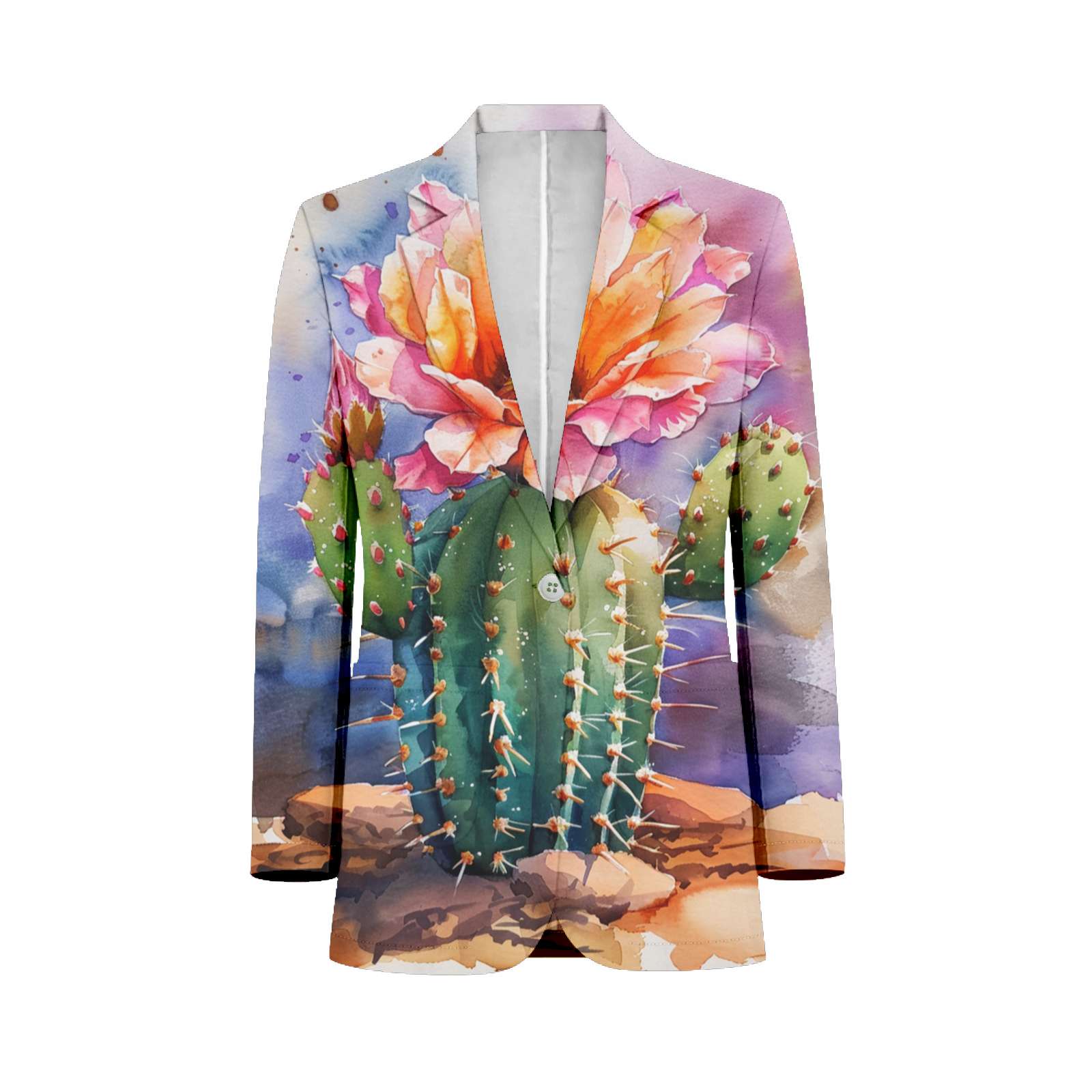 Prickly Pear Watercolor Desert Cactus Mens Suits Shawl Collar Slim Fit ...