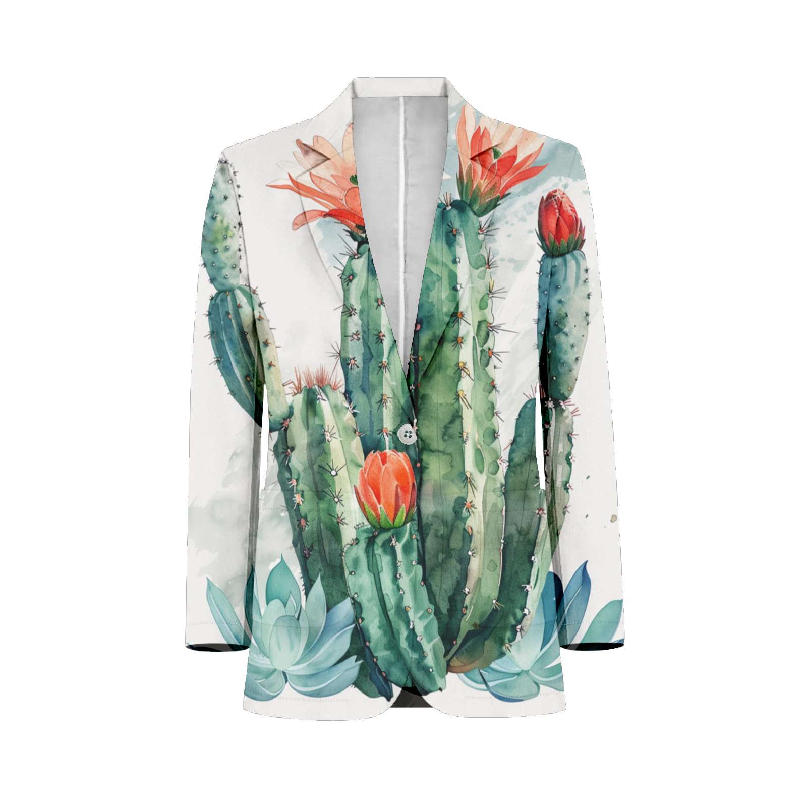Prickly Pear Watercolor Desert Cactus Mens Suits Shawl Collar Slim Fit ...