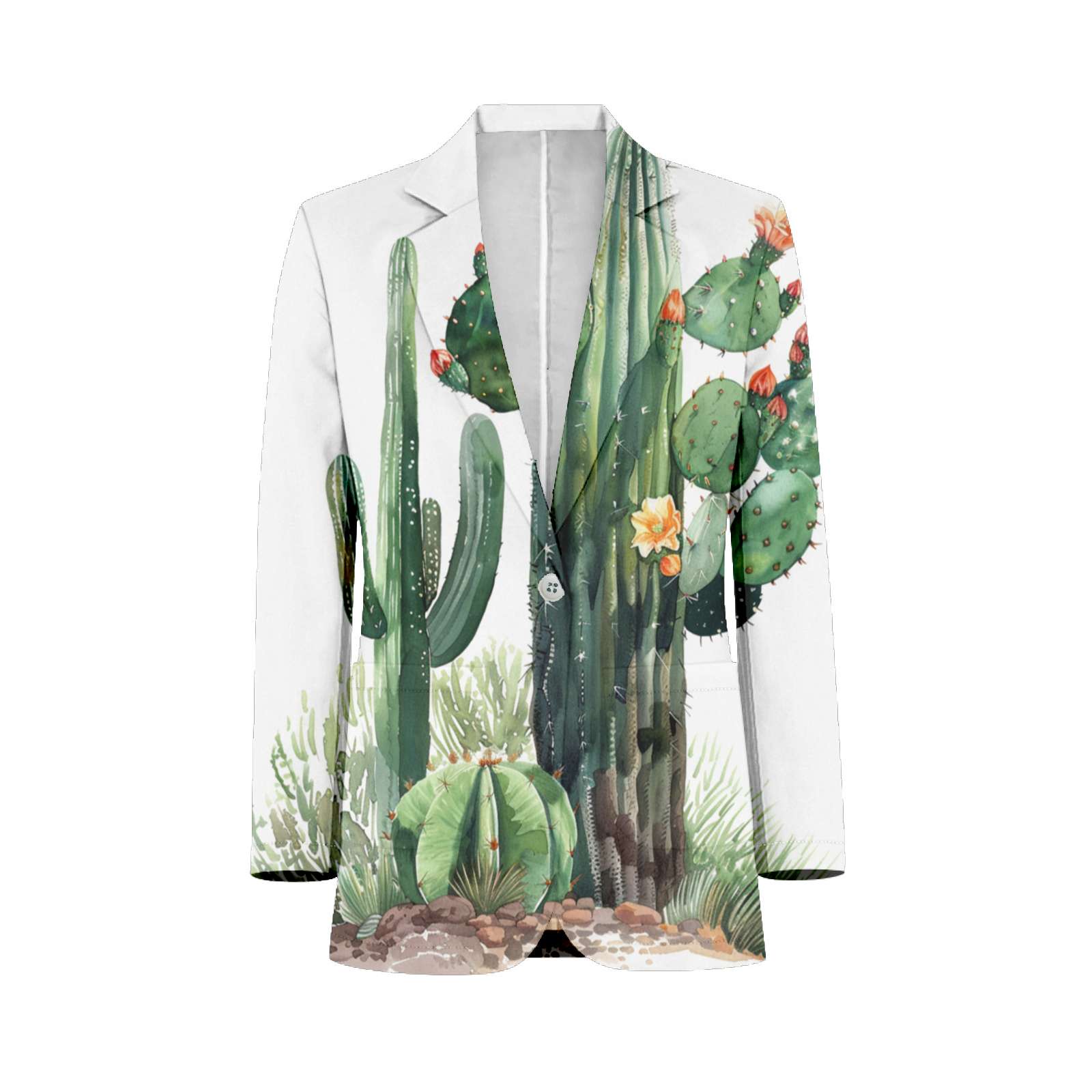 Prickly Pear Watercolor Desert Cactus Mens Suits Shawl Collar Slim Fit ...