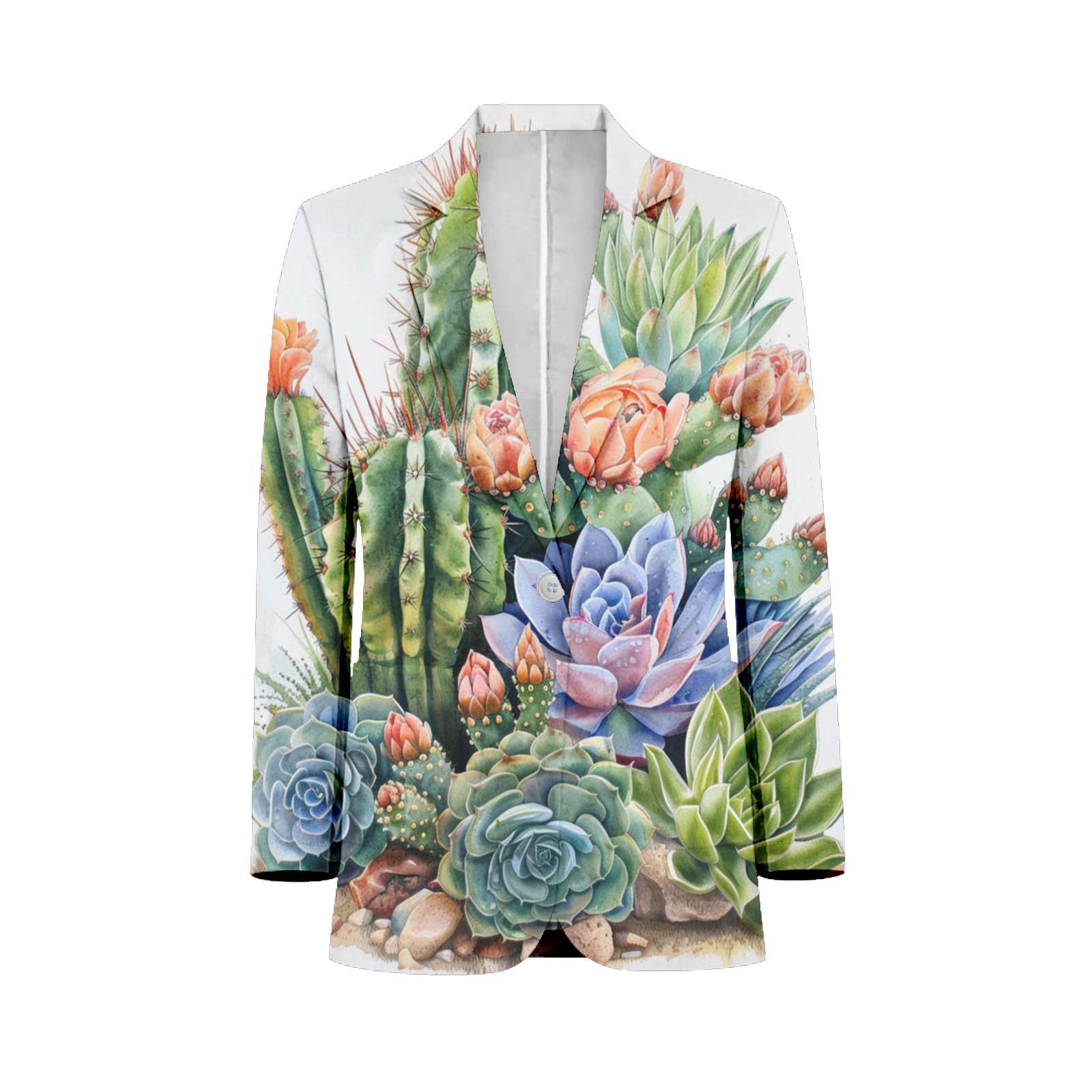 Prickly Pear Watercolor Desert Cactus Mens Suits Shawl Collar Slim Fit ...