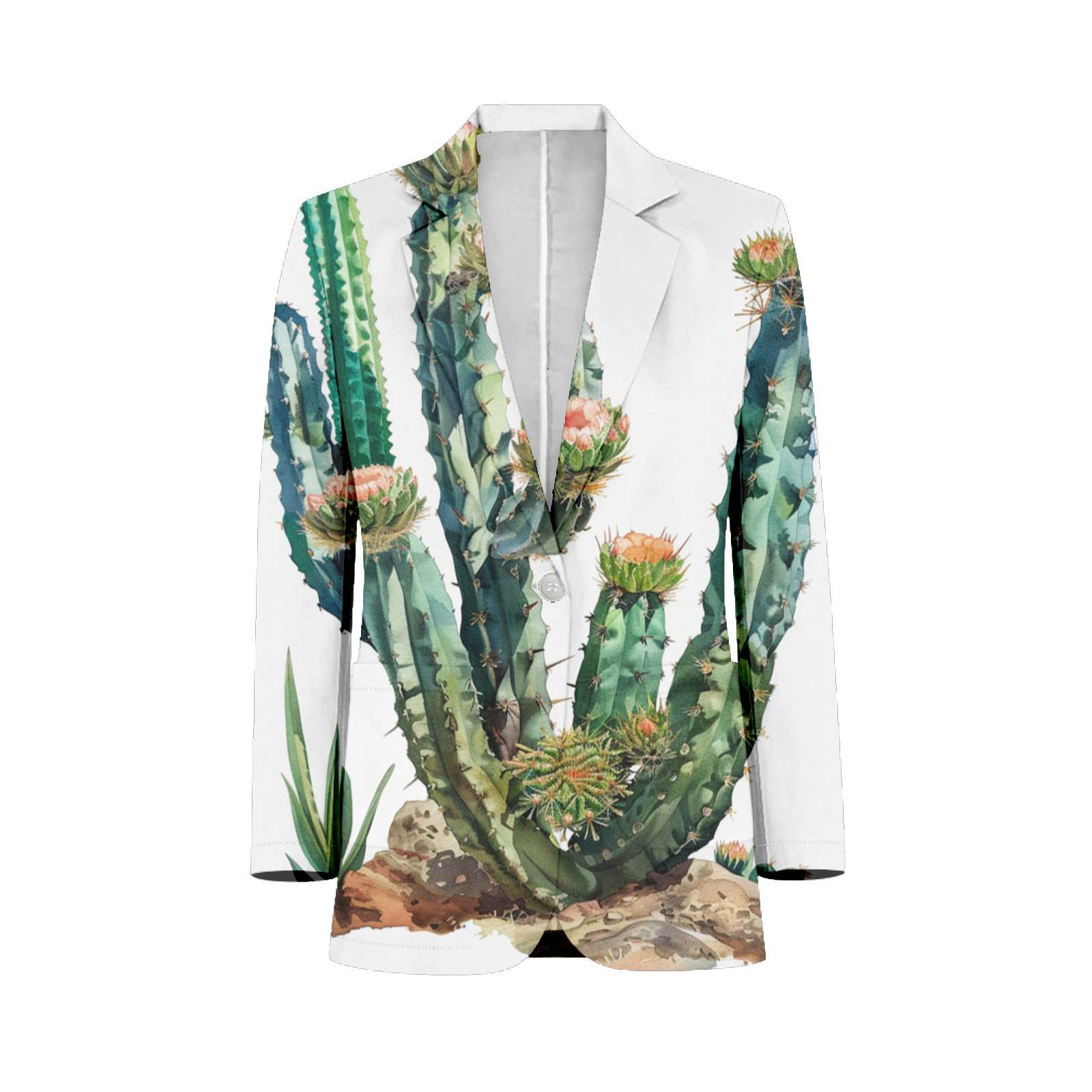 Prickly Pear Watercolor Desert Cactus Mens Suits Shawl Collar Slim Fit ...