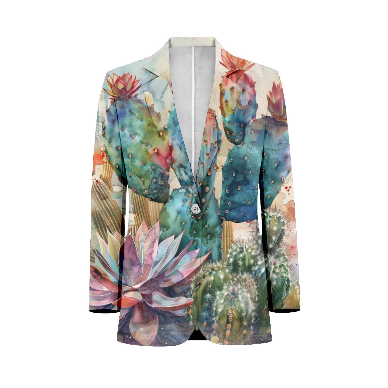 Prickly Pear Watercolor Desert Cactus Mens Suits Shawl Collar Slim Fit ...