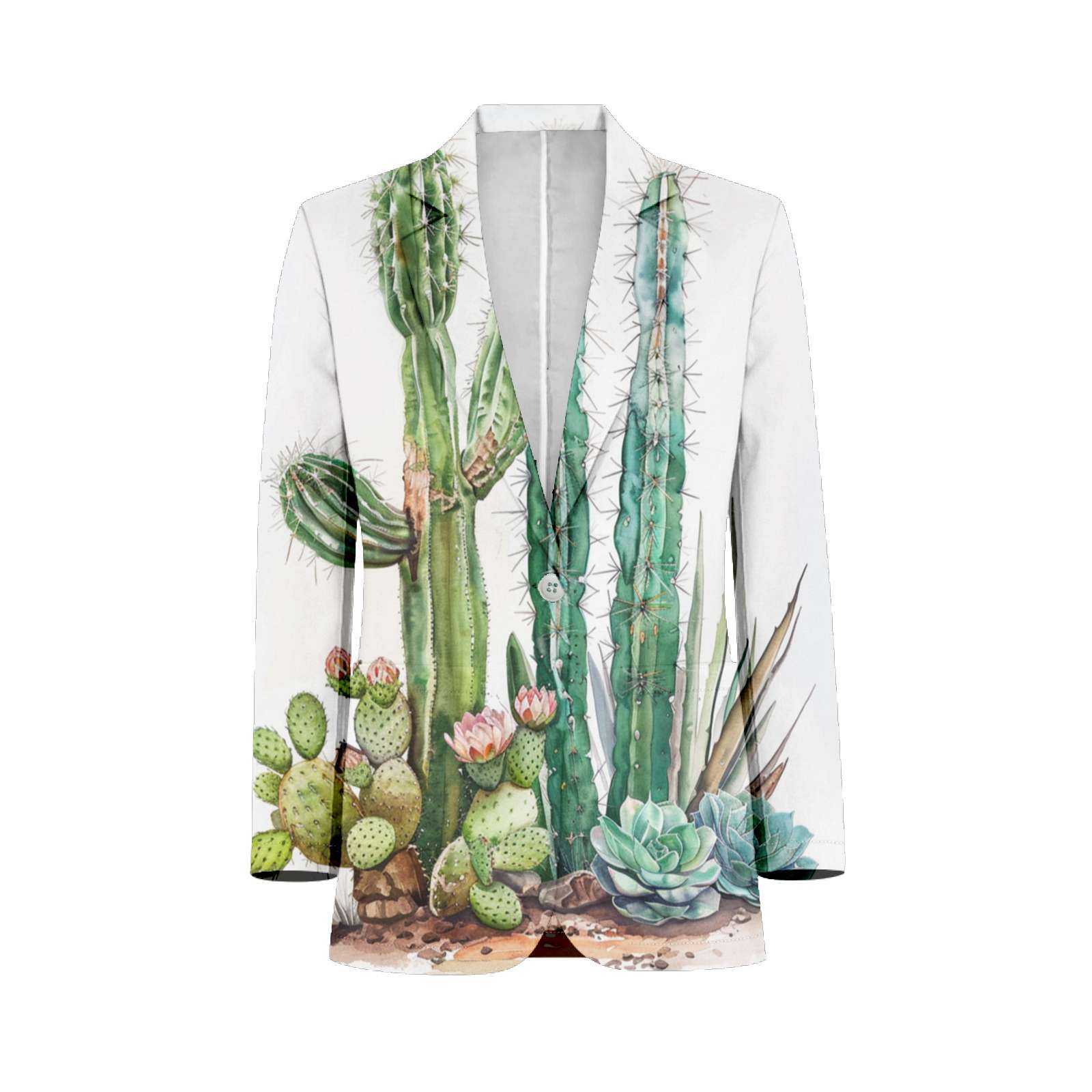 Prickly Pear Watercolor Desert Cactus Mens Suits Shawl Collar Slim Fit ...