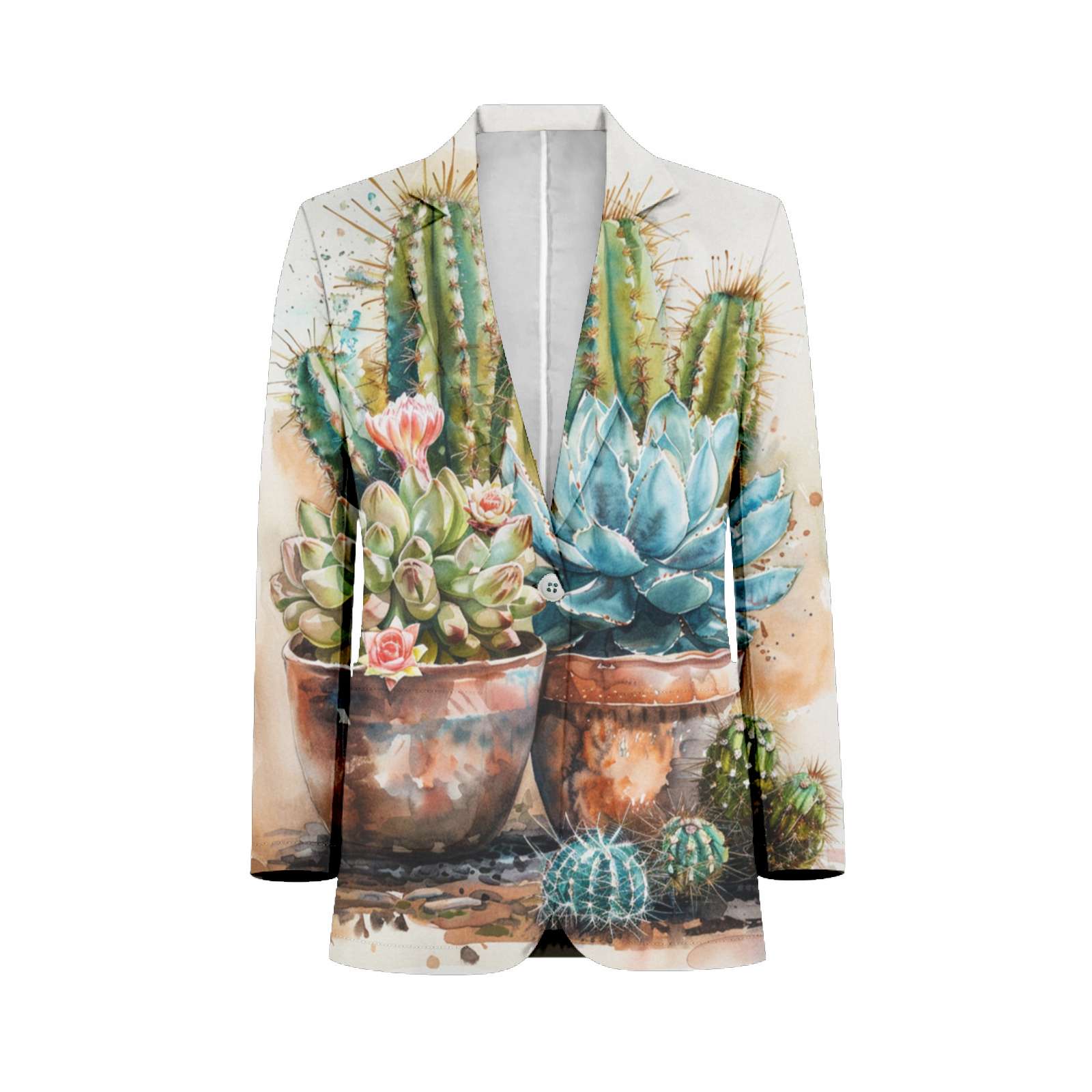 Prickly Pear Watercolor Desert Cactus Mens Suits Shawl Collar Slim Fit ...