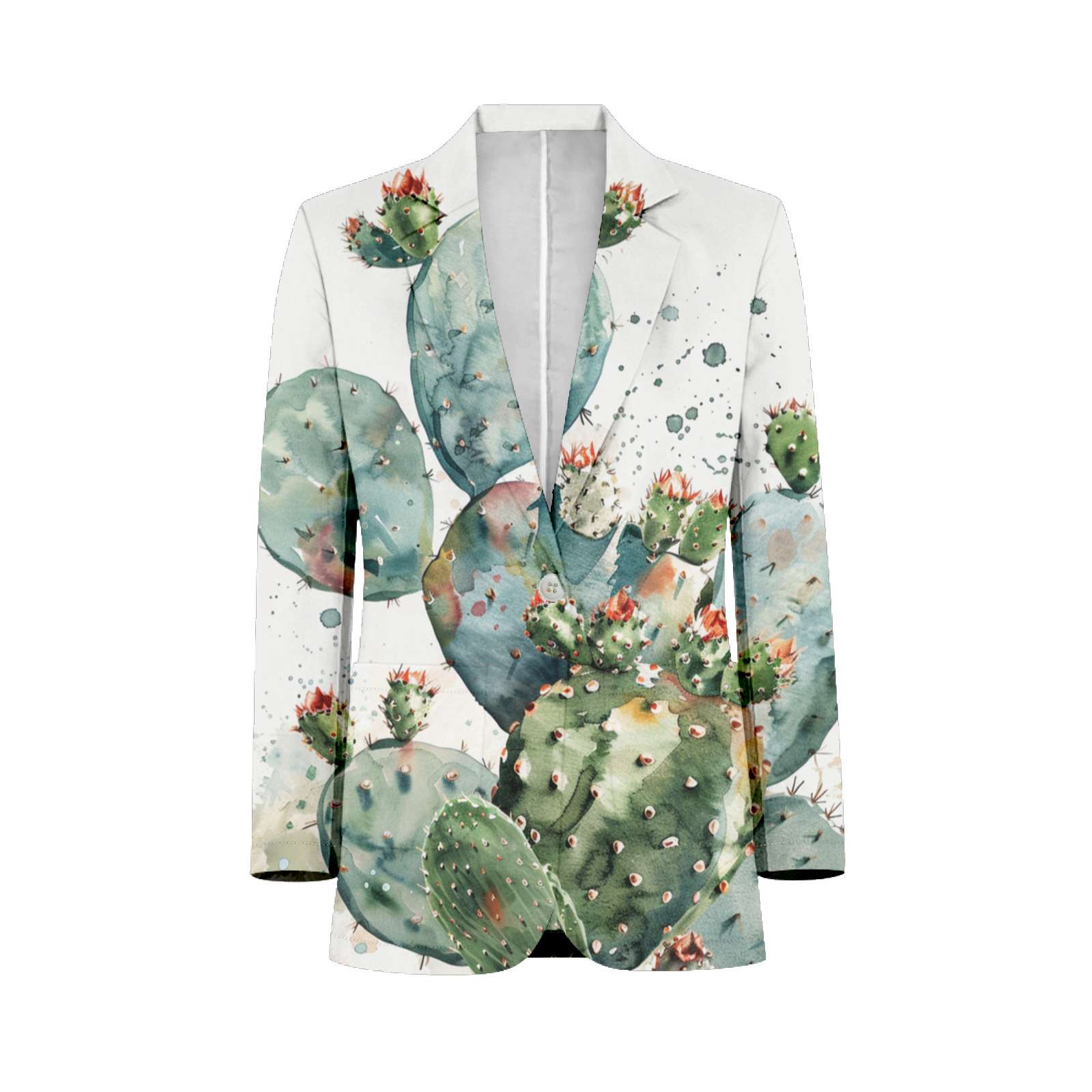 Prickly Pear Watercolor Desert Cactus Mens Suits Shawl Collar Slim Fit ...