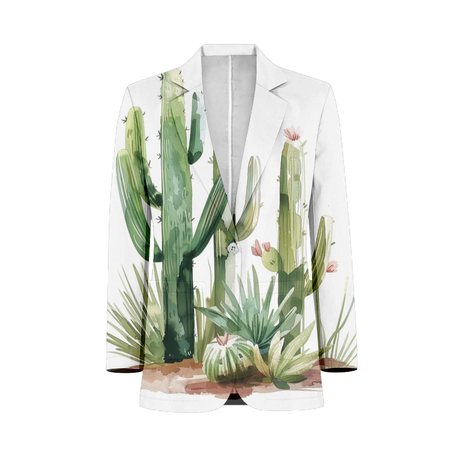 Prickly Pear Watercolor Desert Cactus Mens Suits Shawl Collar Slim Fit ...