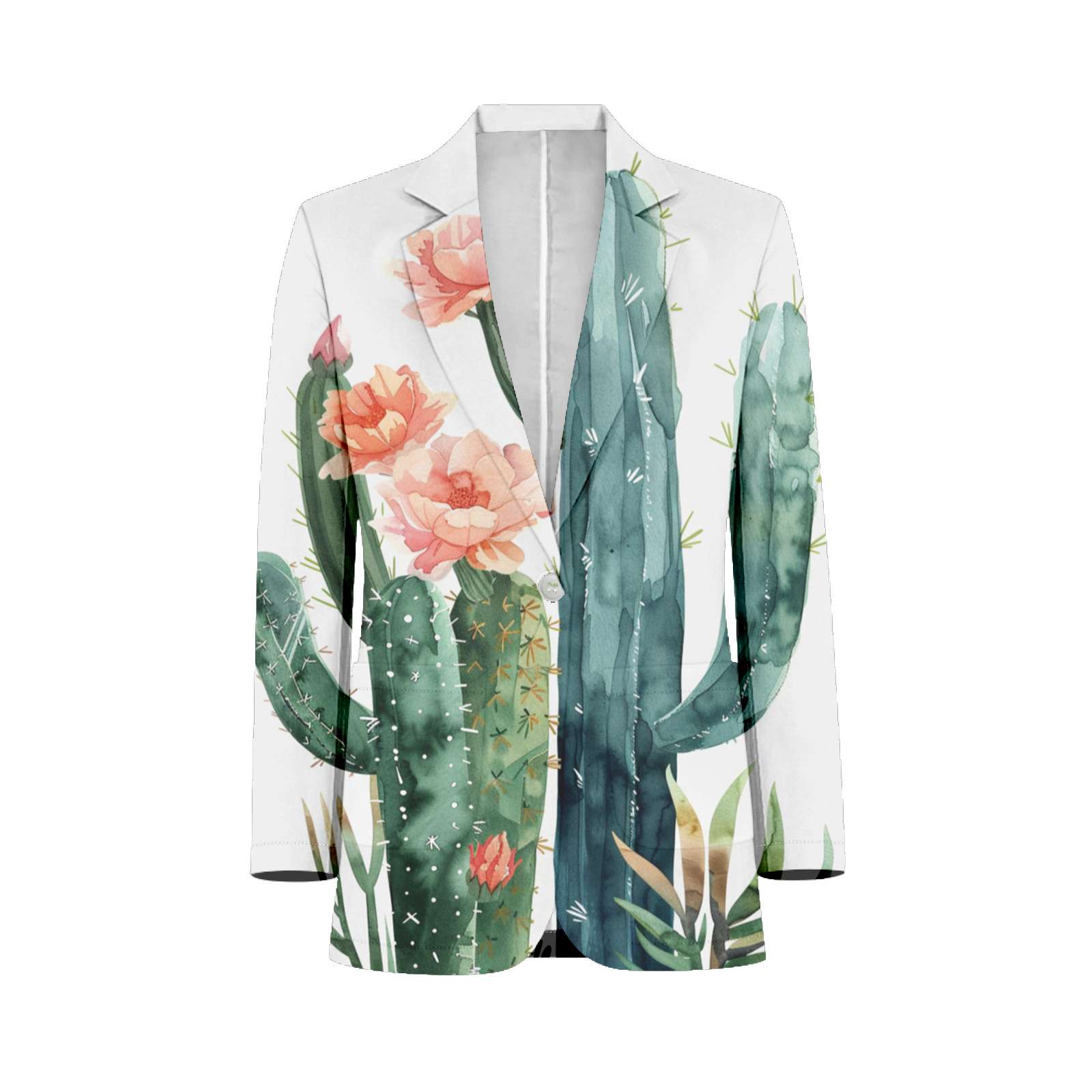 Prickly Pear Watercolor Desert Cactus Mens Suits Shawl Collar Slim Fit ...